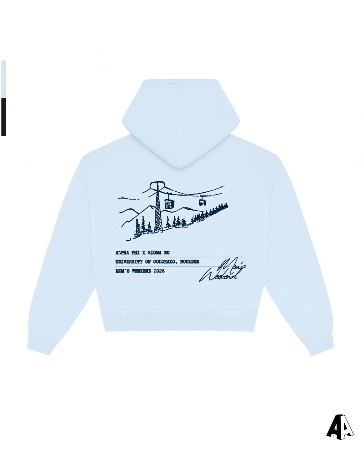 Ice Blue Moms Weekend Hoodie Alpha Phi University of Colorado Boulder ...